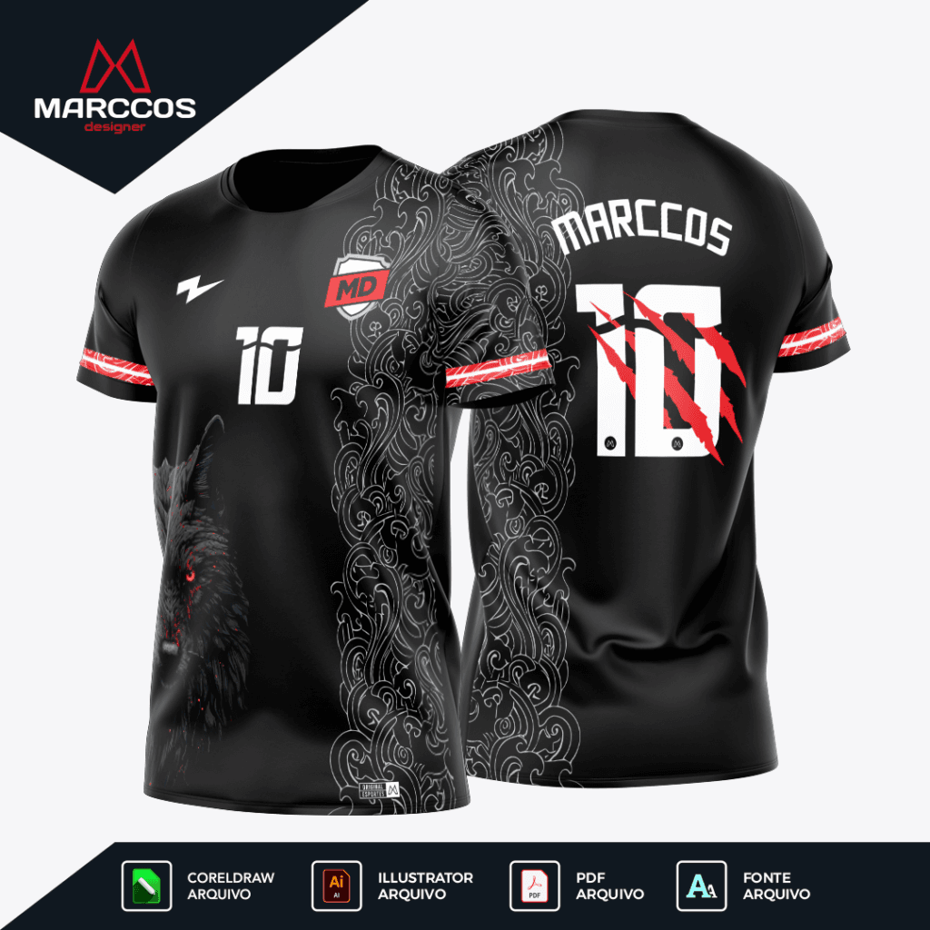 Arte Camisa Lobo Arabesco - Interclasse 0022 - Marccos Designer