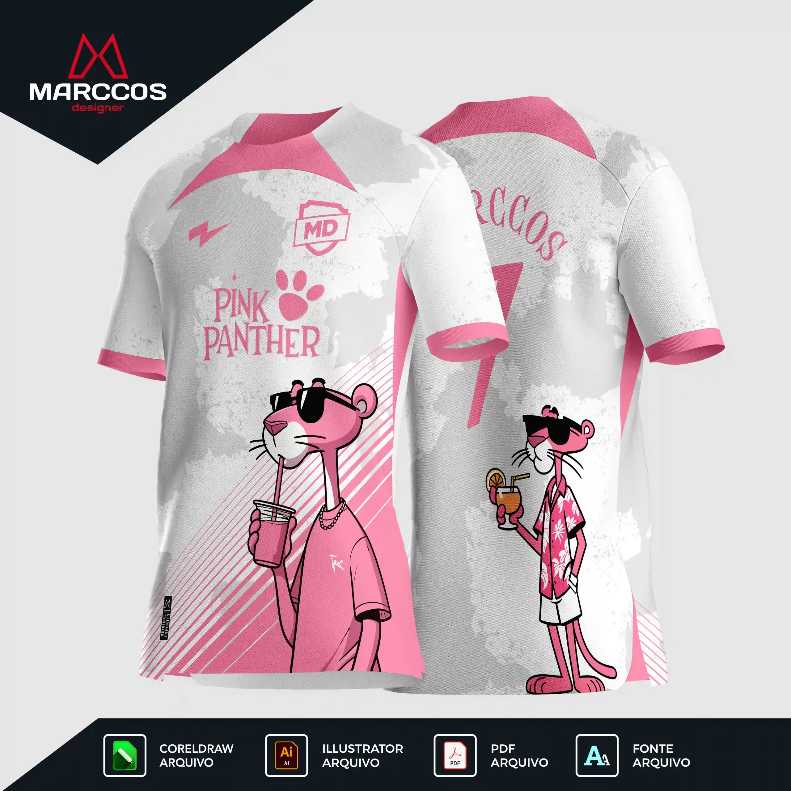 Arte Camisa Interclasse Pantera Cor de Rosa - 0119