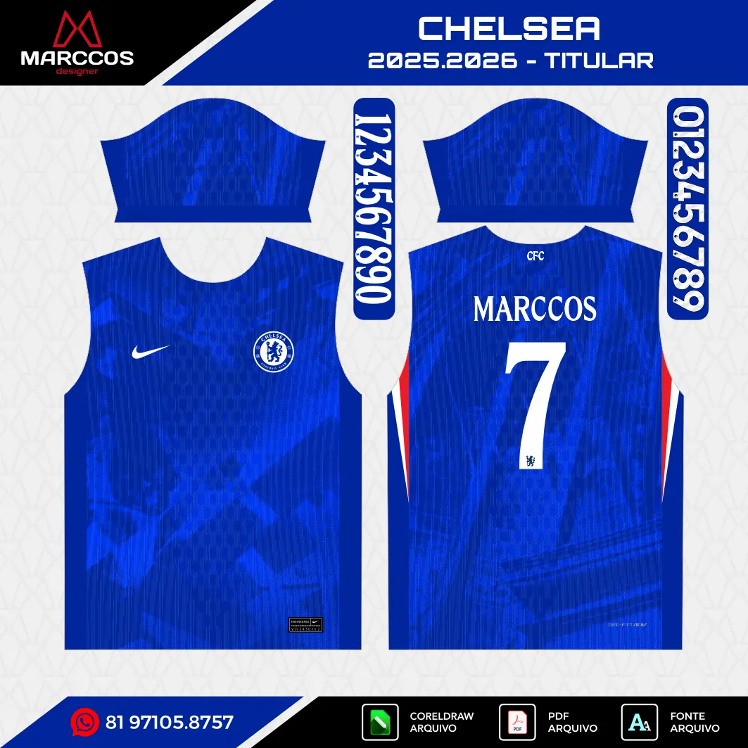 Arte Vetor Camisa Chelsea Titular 2025.2026