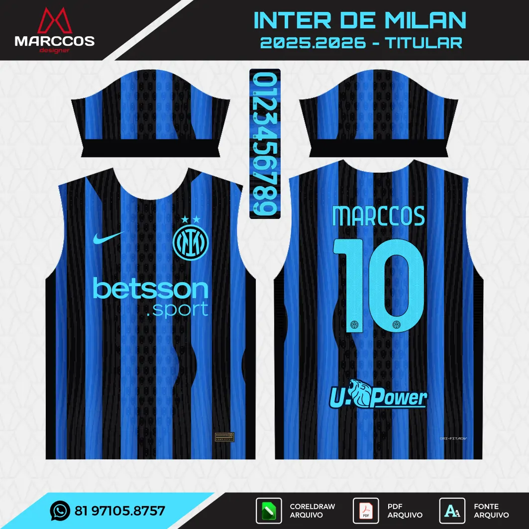 Arte Vetor Camisa Inter de Milan Titular 2025.2026