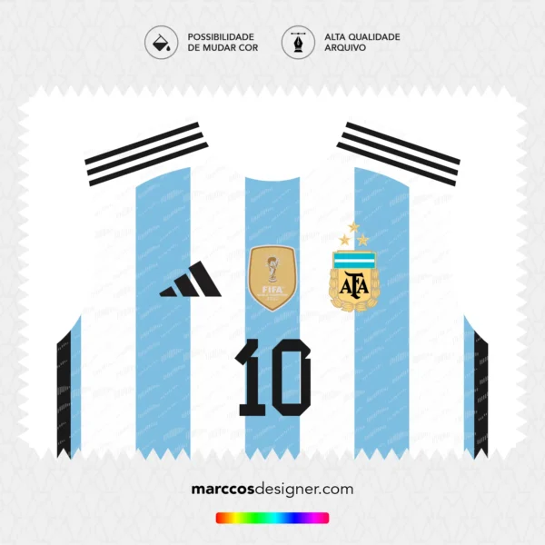 Arte Vetor Camisa Argentina Titular 2022.2023