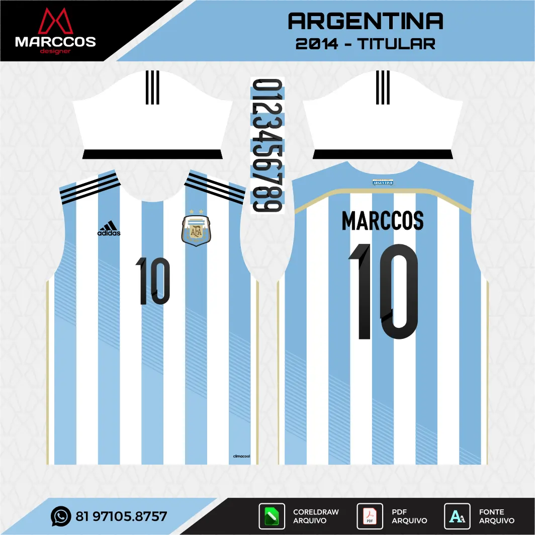 Arte Vetor Camisa Argentina Titular 2014