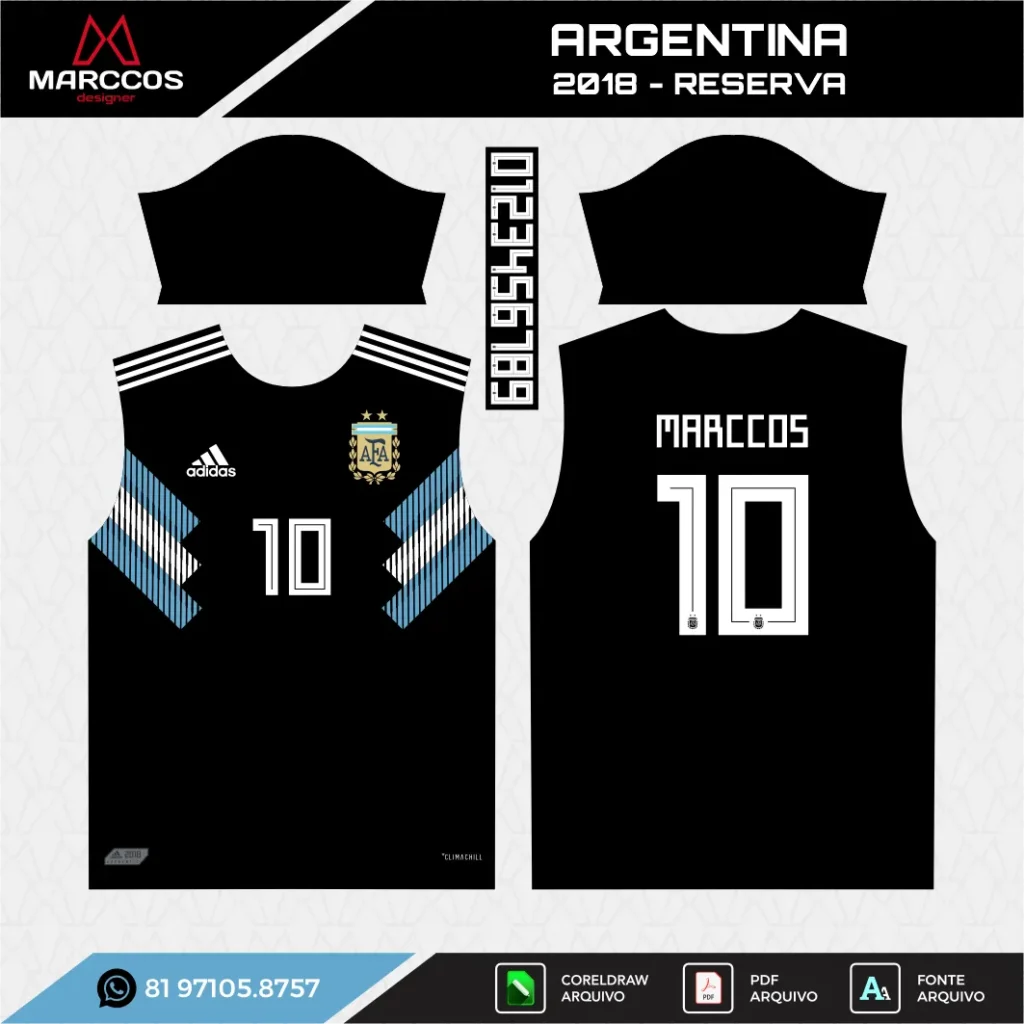 Arte Vetor Camisa Argentina Reserva 2018