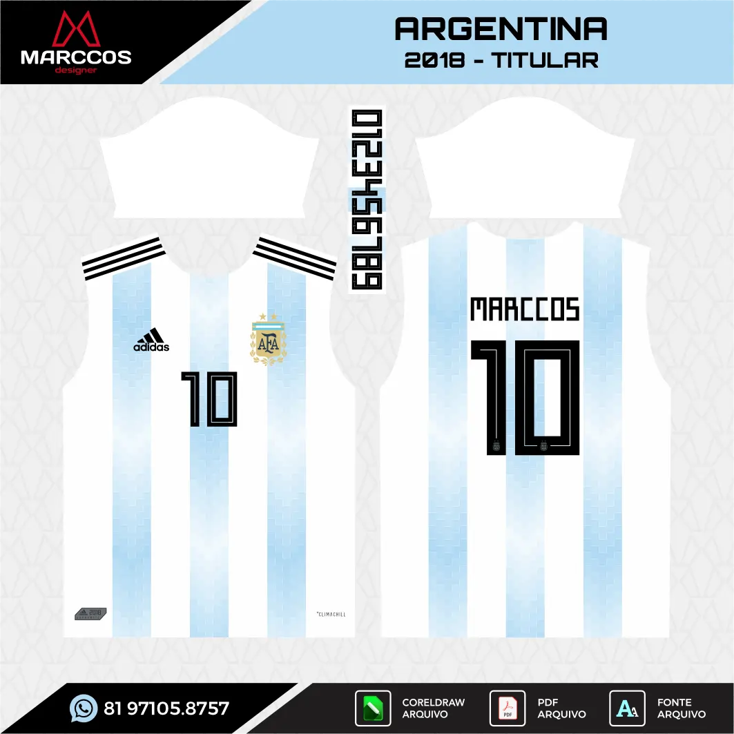 Arte Vetor Camisa Argentina Titular 2018