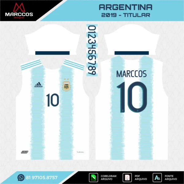 Arte Vetor Camisa Argentina Titular 2018