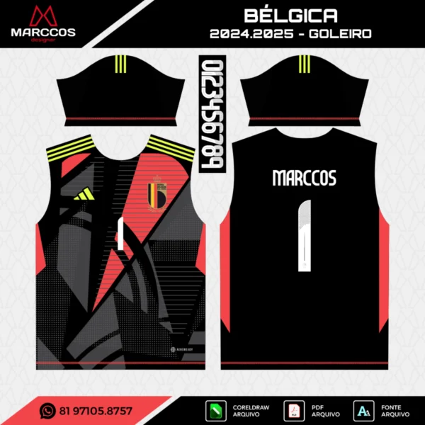 Arte Vetor Camisa Bélgica Goleiro 2024.2025
