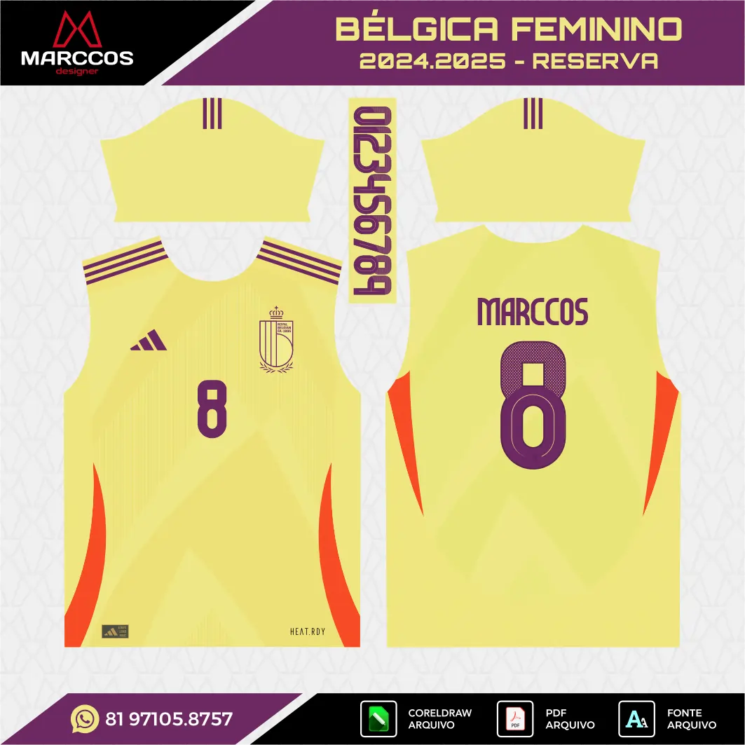 Arte Vetor Camisa Bélgica Feminina Reserva 2024.2025